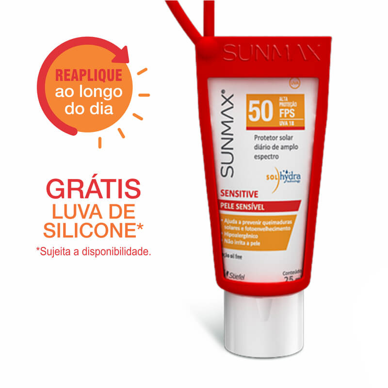 Protetor Solar Sunmax Sensitive FPS 50 Pele Sensível Pocket com 25ml ...