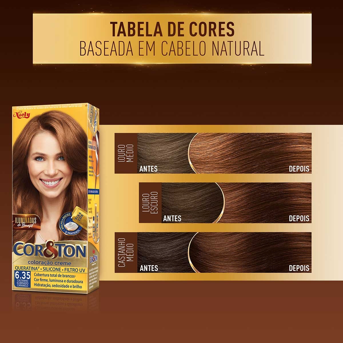 Tintura Cor&Ton Niely Iluminadas do Brasil 6.35 Castanho Caramelo 1 ...