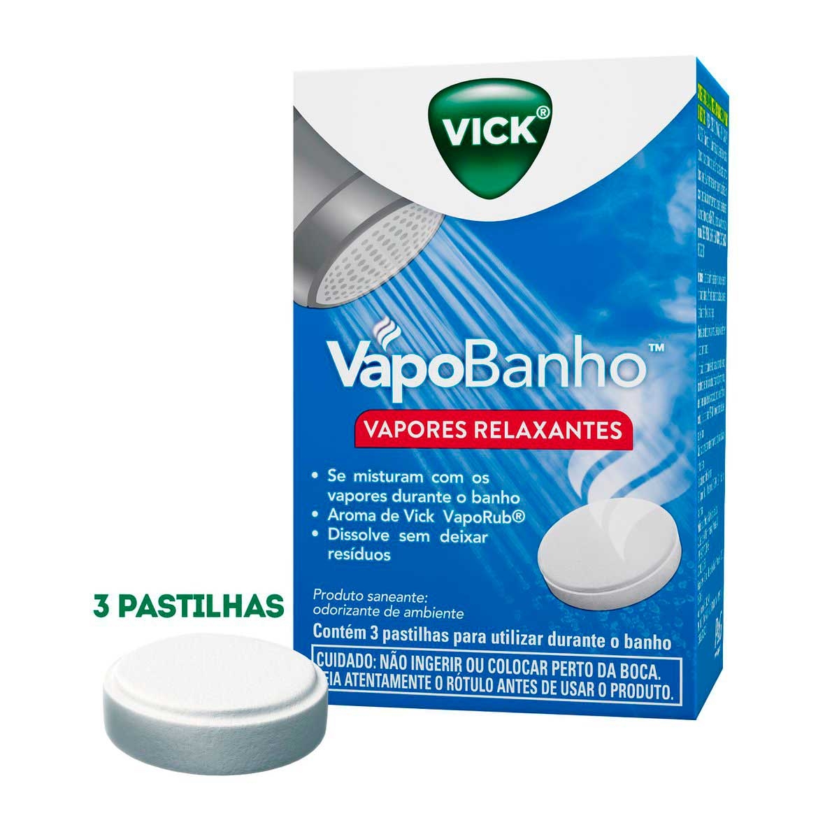Vick VapoBanho Vapores Relaxantes 3 pastilhas com menor preço | Droga Raia
