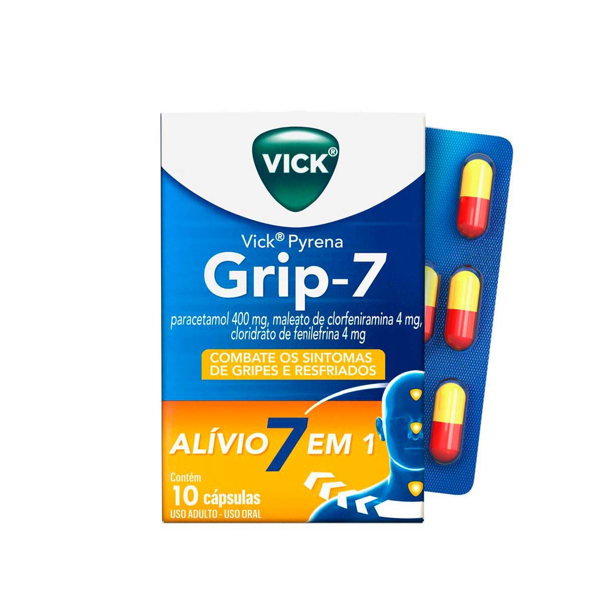 Vick Pyrena Grip 7 com 10 Cápsulas | Droga Raia