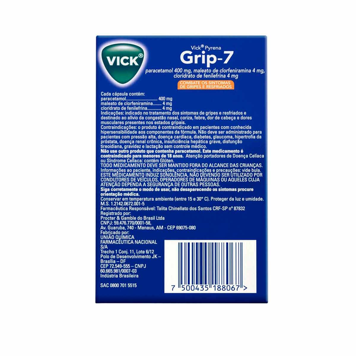 Vick Pyrena Grip 7 com 20 Cápsulas | Droga Raia