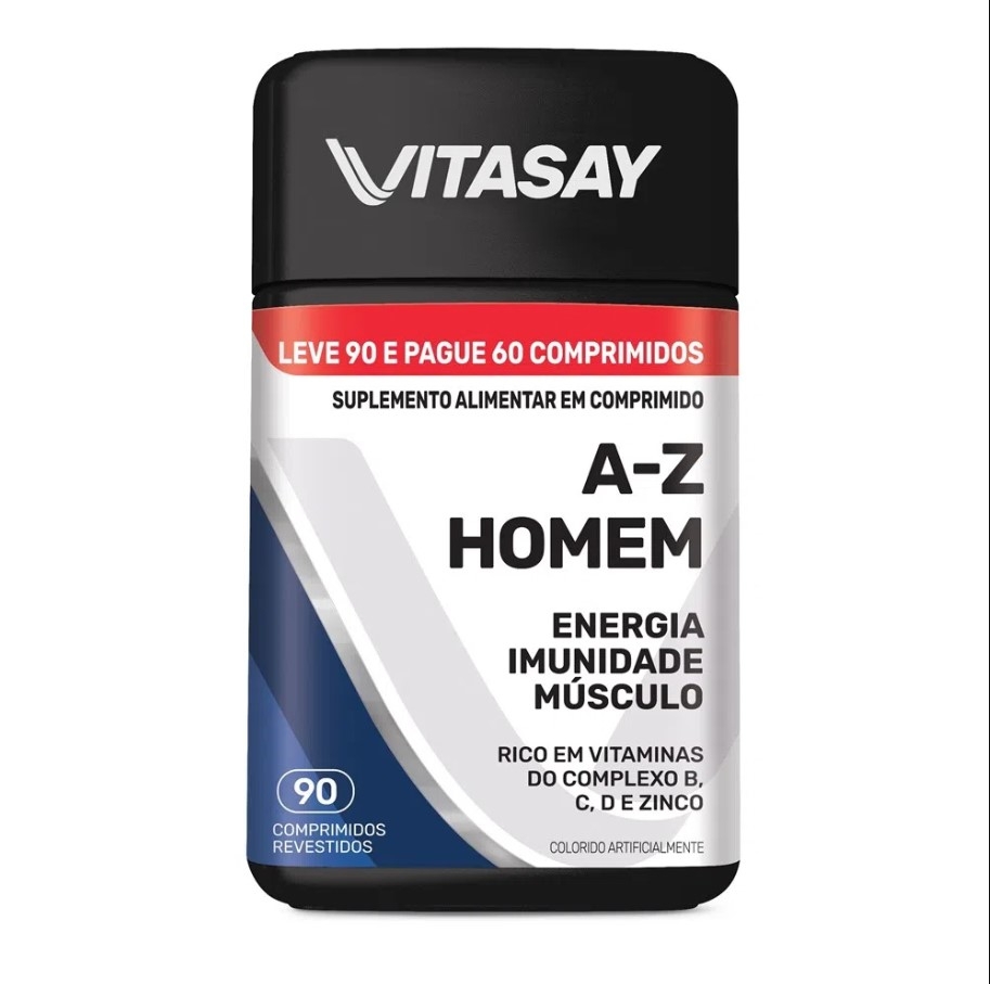 SUPLEMENTO ALIMENTAR VITASAY A-Z HOMEM 90 COMPRIMIDOS | Droga Raia