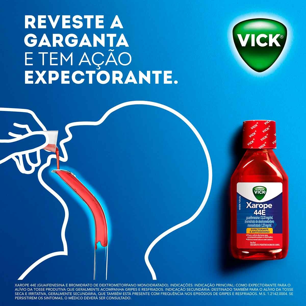 Vick 44E Xarope Expectorante com 120ml: Valor e onde comprar | Droga Raia