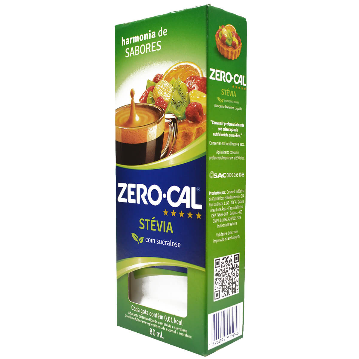 Adoçante Zero-Cal Stévia com 80ml | Droga Raia