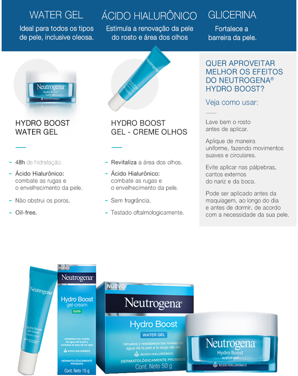 Neutrogena Hidratante Facial Hydro Boost Water Gel 50g | Droga Raia