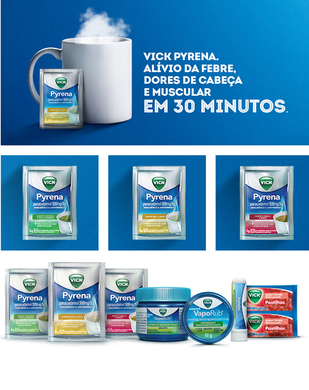 Vick Pyrena Chá Mel e Limão 1 Envelope 5g | Droga Raia