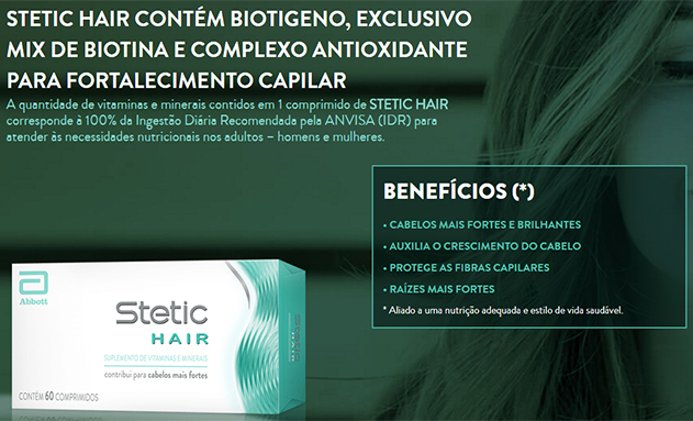 Suplemento Vitamínico Stetic Hair Abbott com 60 comprimidos | Droga Raia